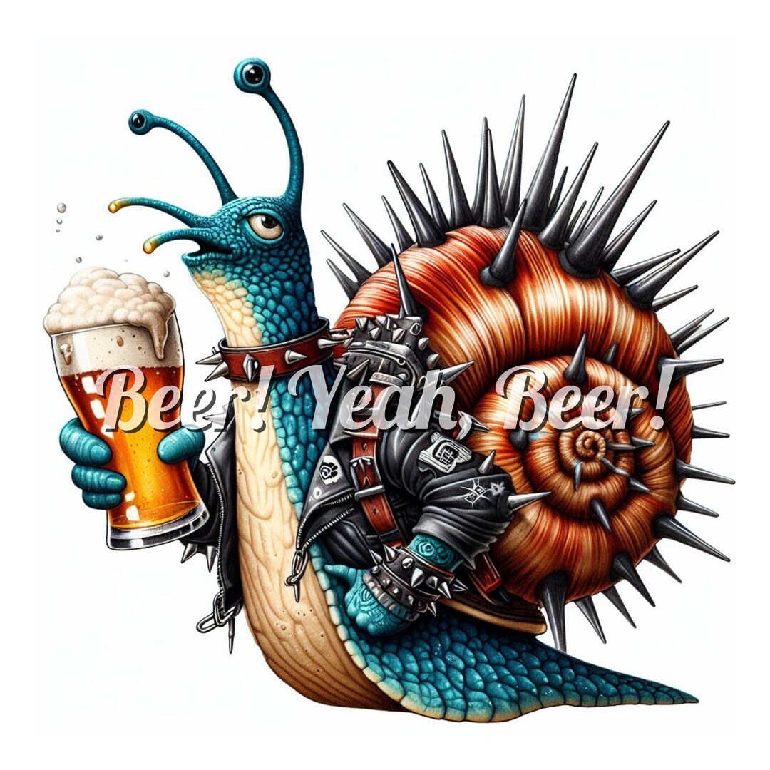Punk Sea Snail Holding a Beer Watercolor - Etsy