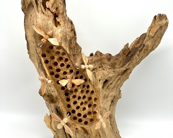Unique Wooden Bee Hive Sculpture - Etsy