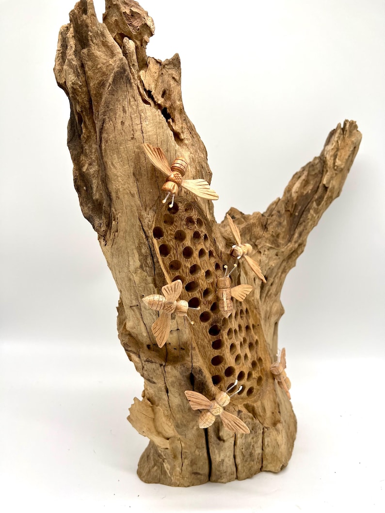Unique Wooden Bee Hive Sculpture - Etsy
