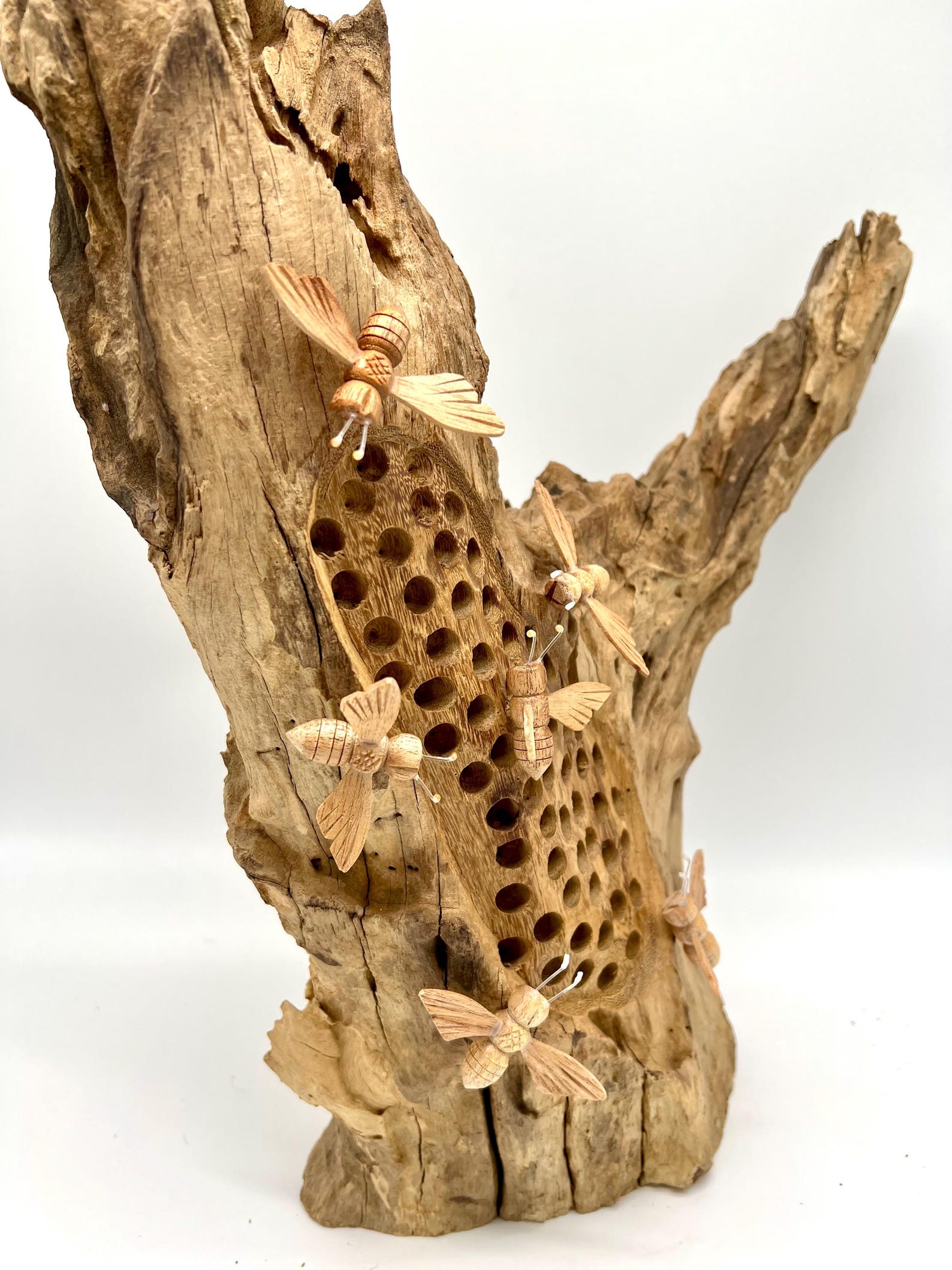 Unique Wooden Bee Hive Sculpture - Etsy