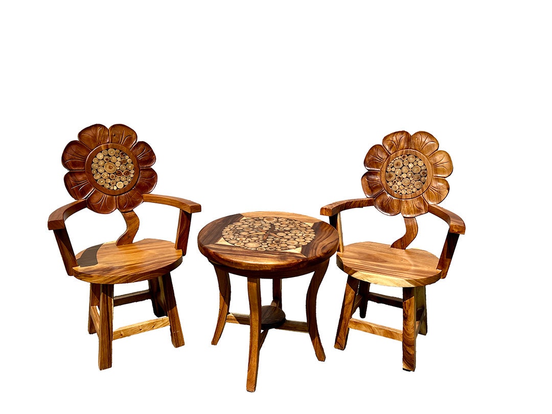Hand-carved Flower Power Table Set - Etsy