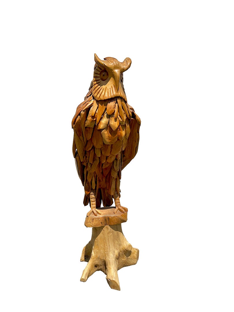 Large Teak Owl Garden Statue for Garden or Home - Etsy