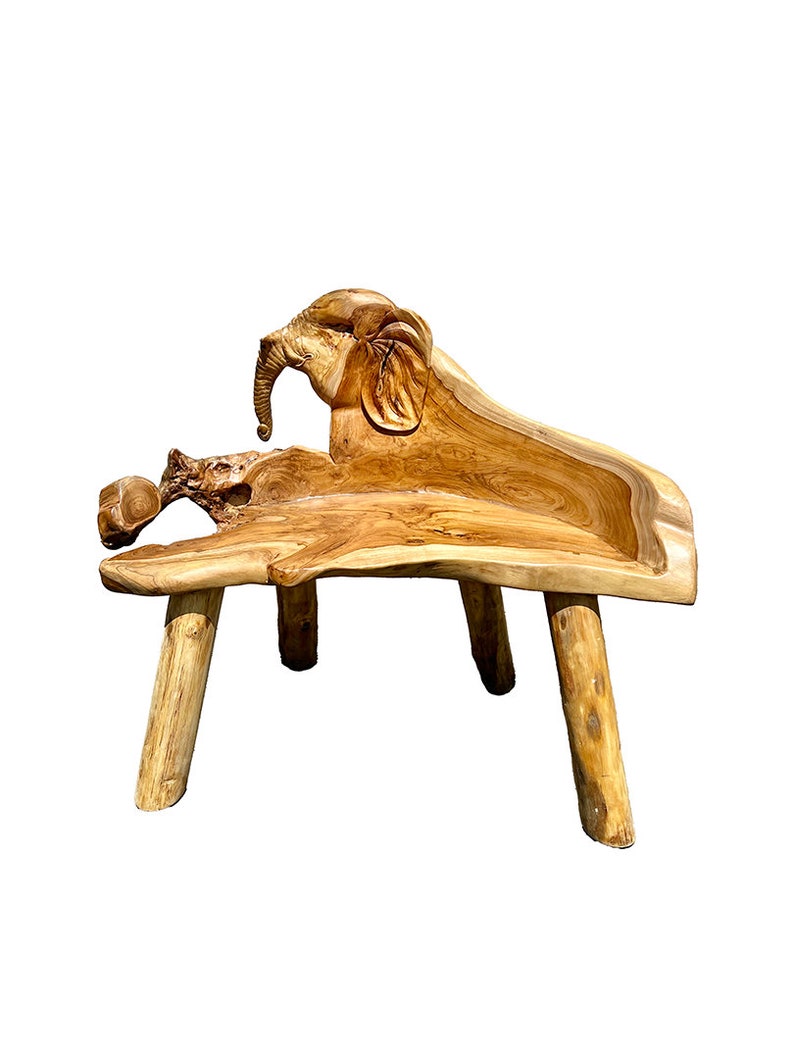 Teak Wood Carved Elephant Bench - Etsy