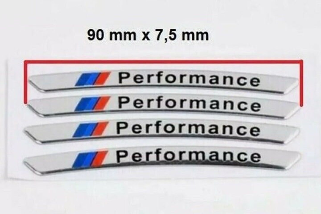 4 X M Performance Emblem Logo 3d Rim Aufkleber 90mm X 7.5mm Silver NEW ...