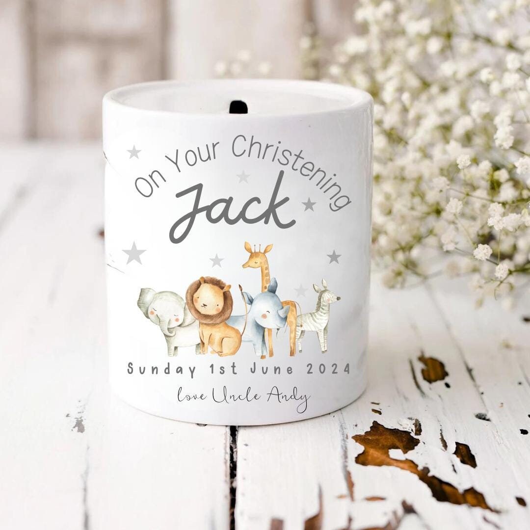 Personalised Christening Money Box Personalised Money Box Christening ...