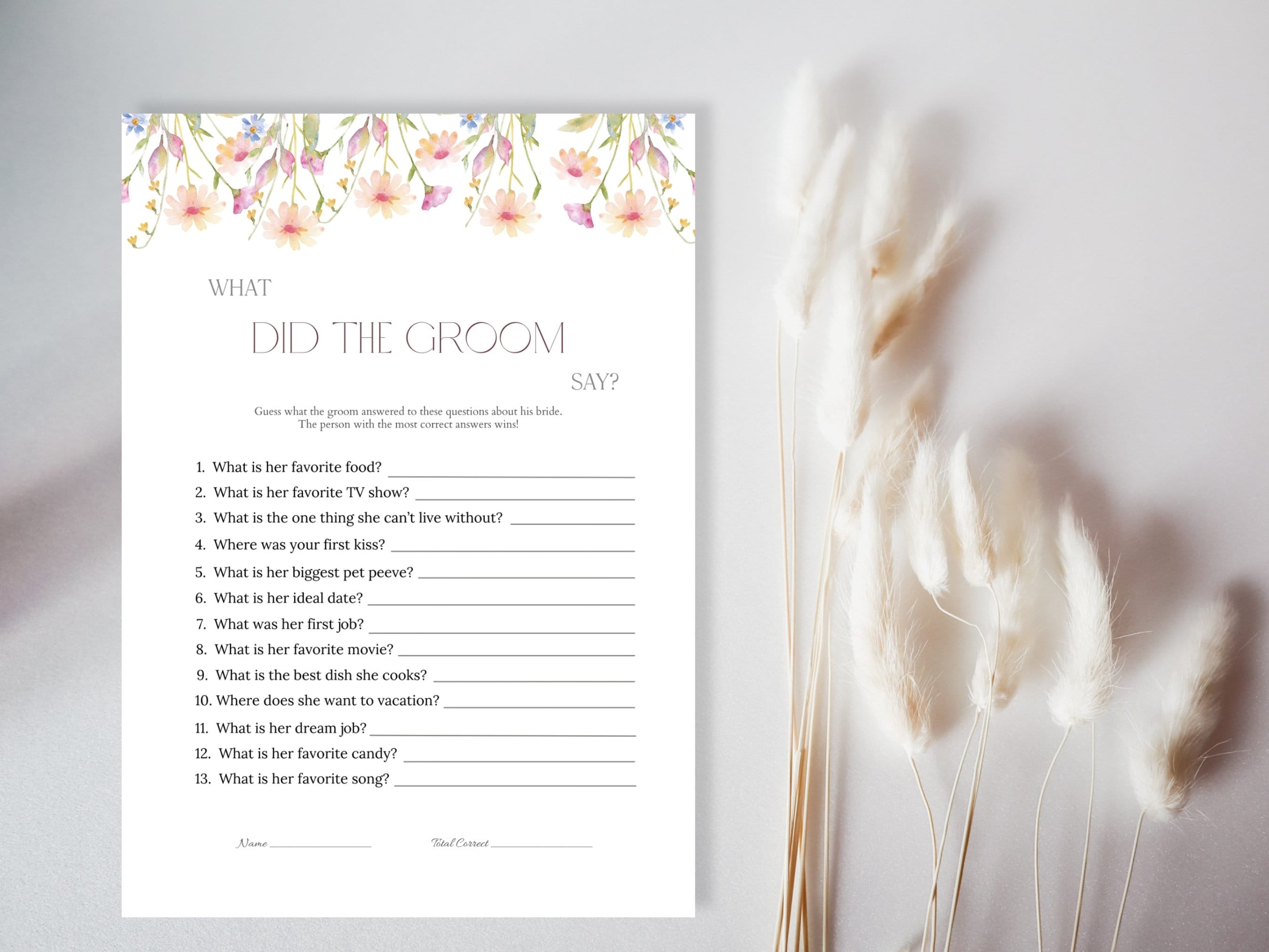 Wildflower Bridal Shower Games Bundle Pink Flower Bridal Shower Games ...