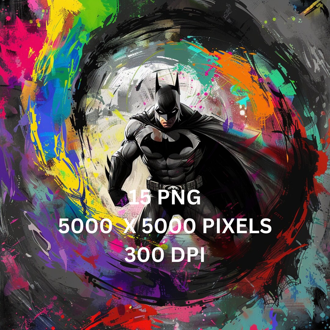 Batman Watercolor Splash Sublimation Designs 15 PNG Files High ...
