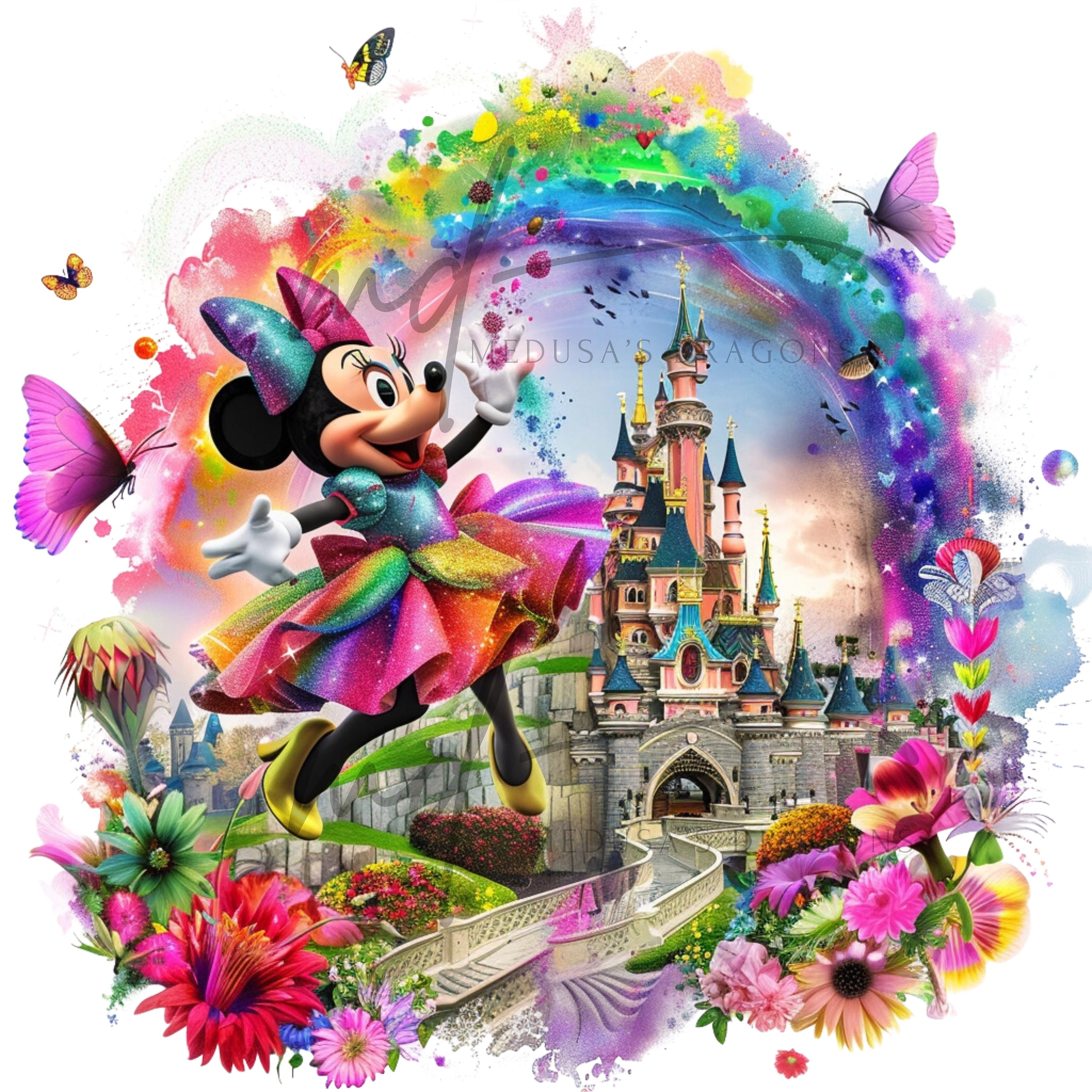 10 PNG Minnie Mouse Splash and Watercolor Digital Design PNG File for ...