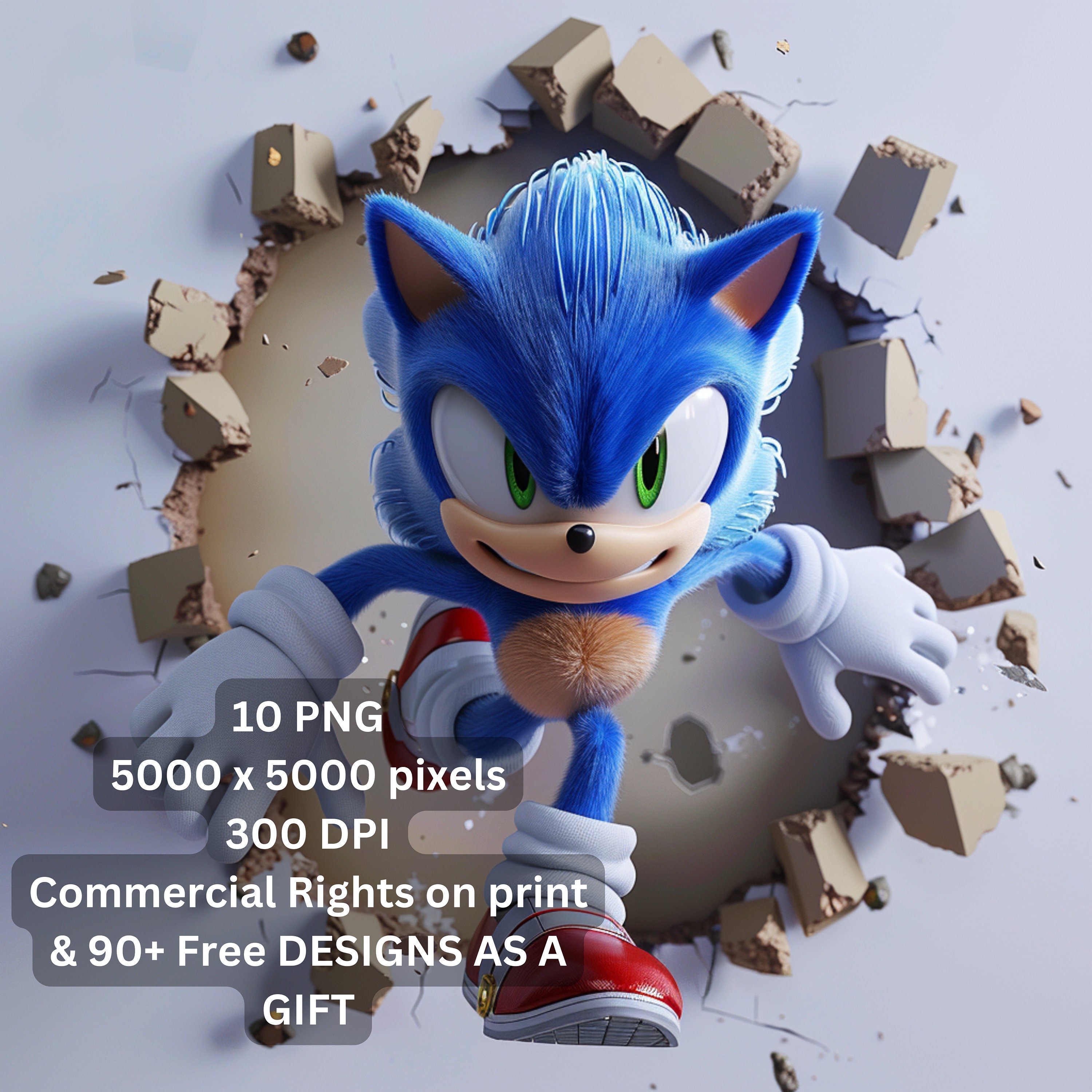 10 3D Sonic the Hedgehog Breaking Through Wall Digital Art & 90 Free ...