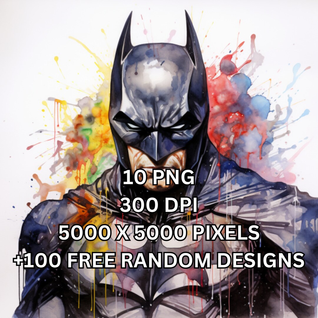 10 Batman Watercolor Splash Art Collection Digital Download 100 Free ...