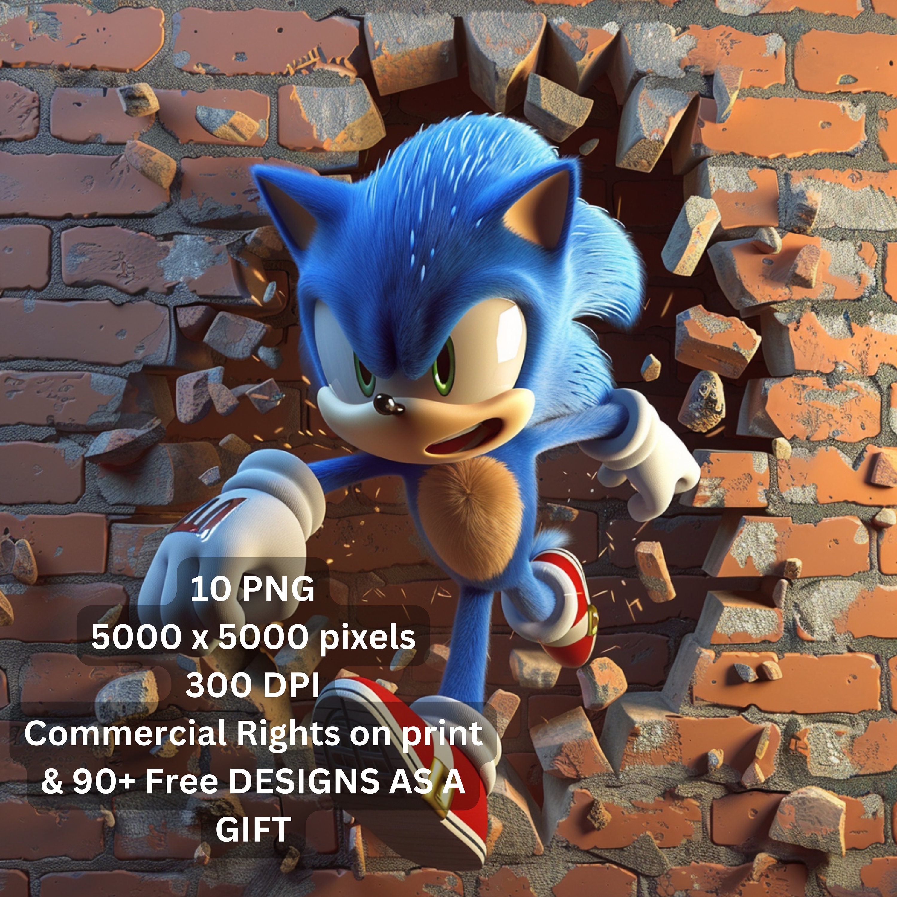 10 3D Sonic the Hedgehog Breaking Through Wall Digital Art & 90 Free ...