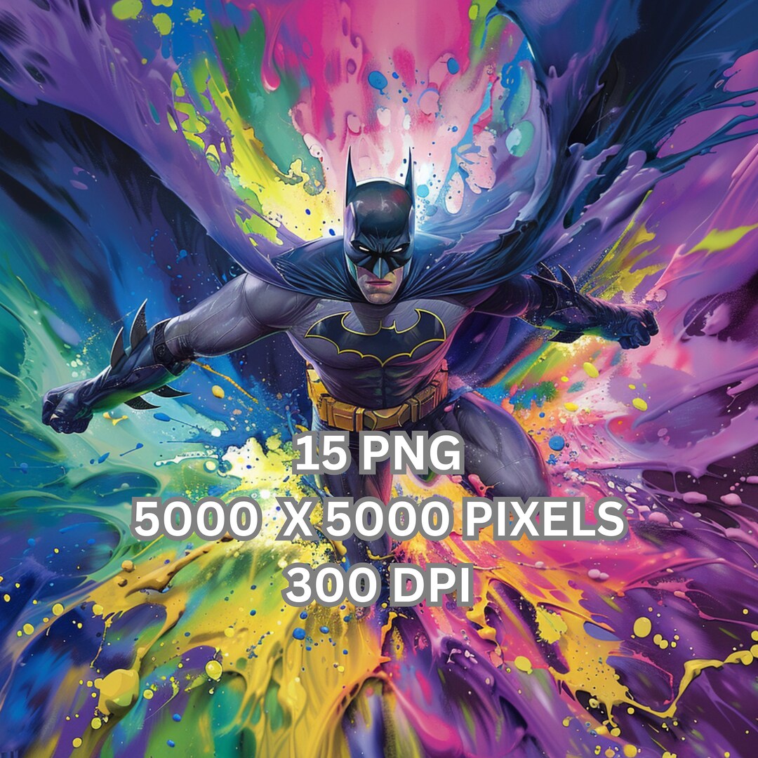 Batman Watercolor Splash Sublimation Designs 15 PNG Files High ...