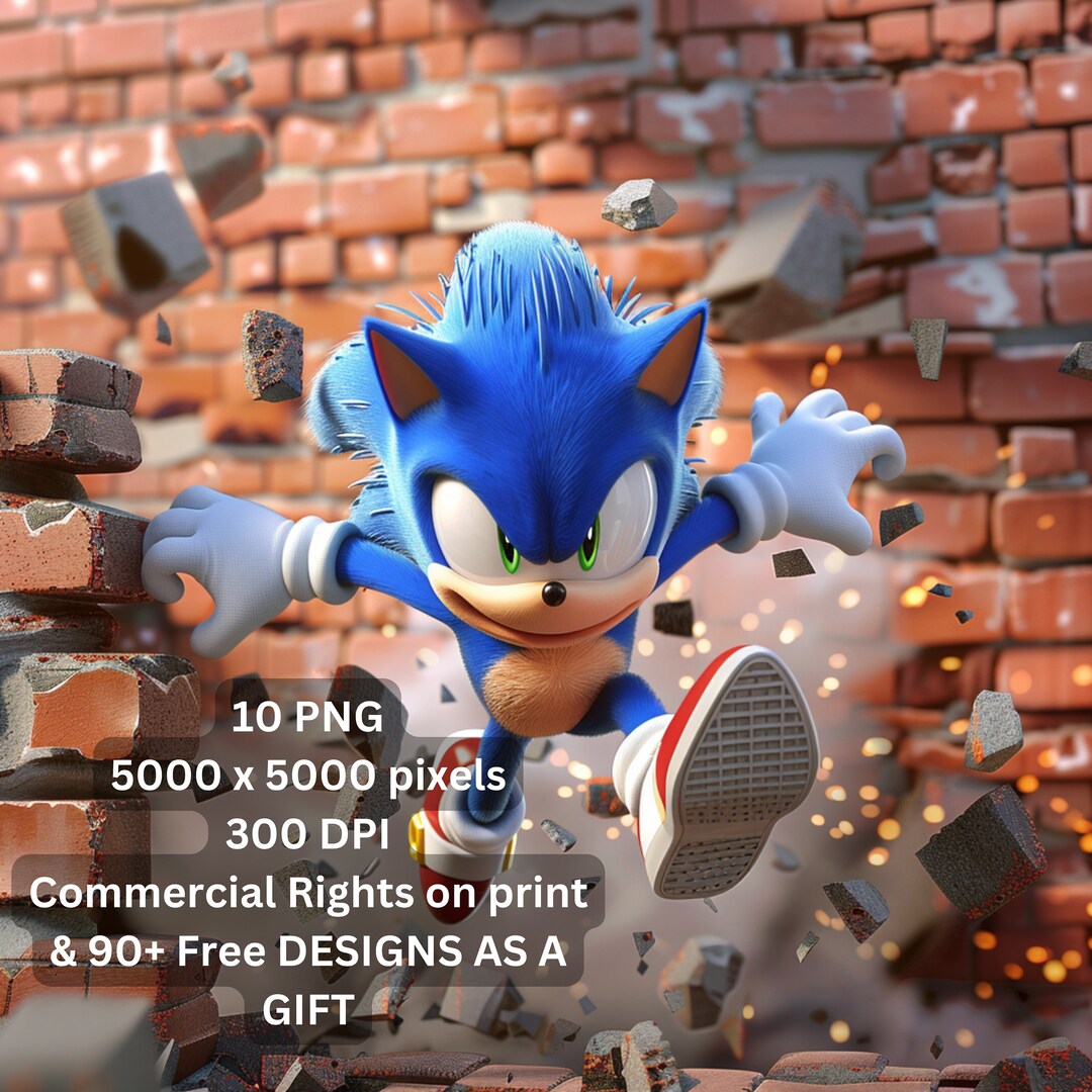 10 3D Sonic the Hedgehog Breaking Through Wall Digital Art & 90 Free ...