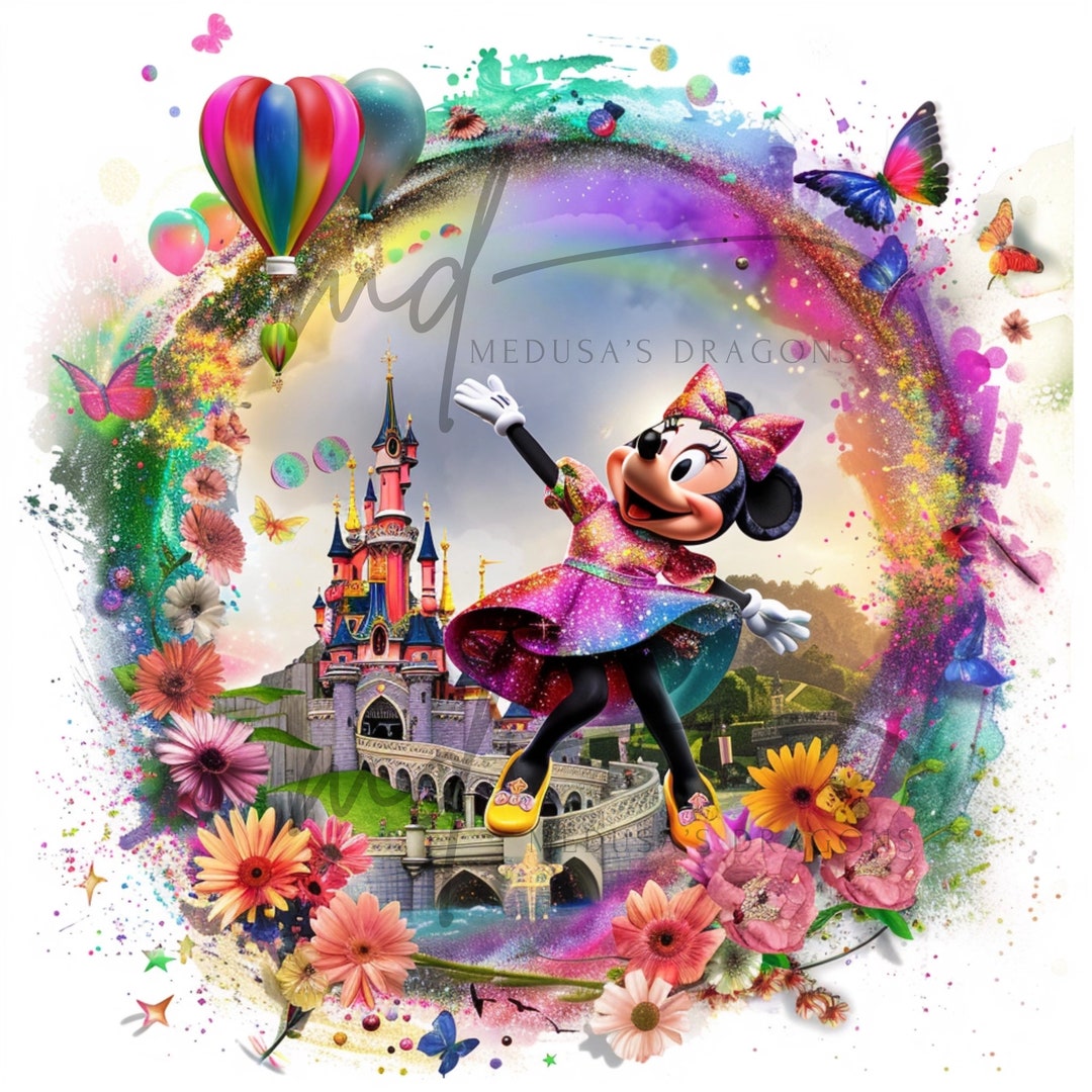 10 PNG Minnie Mouse Splash and Watercolor Digital Design PNG File for ...
