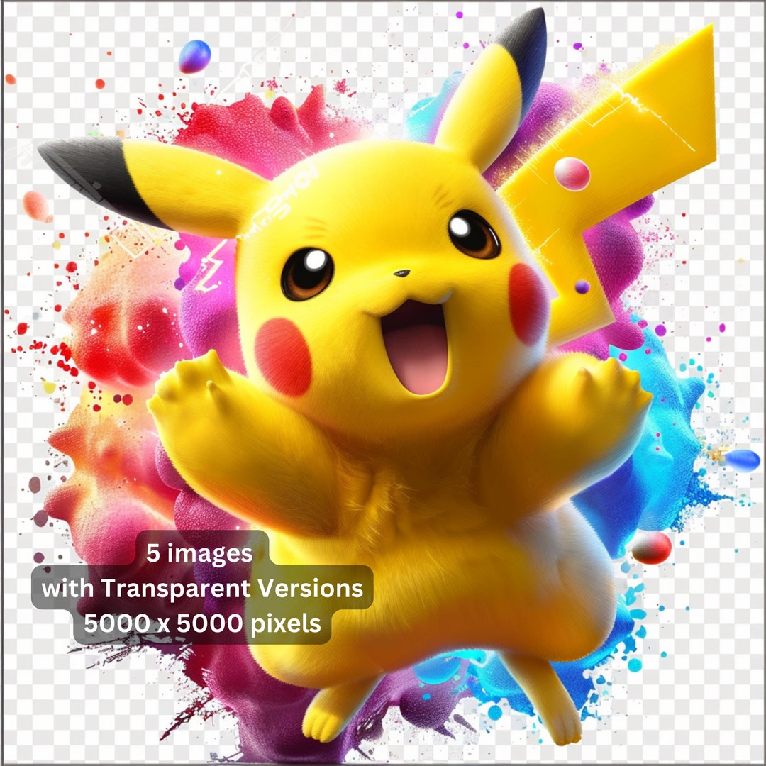 5 Pikachu Watercolor Splash PNG Pokémon Transparent PNG Pikachu 3D ...