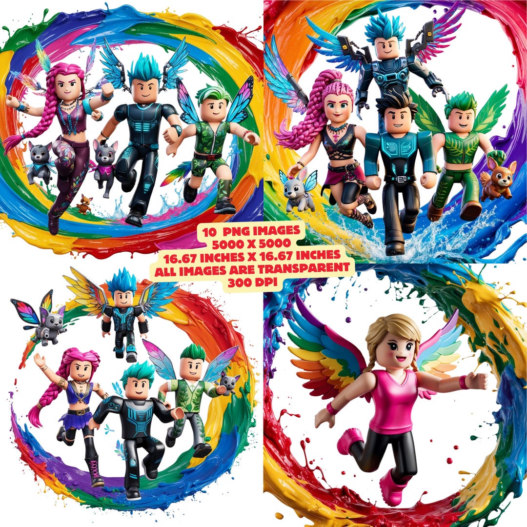 10 Blocky Avatar PNG Boys Girls Bundle Transparent Happy Birthday ...