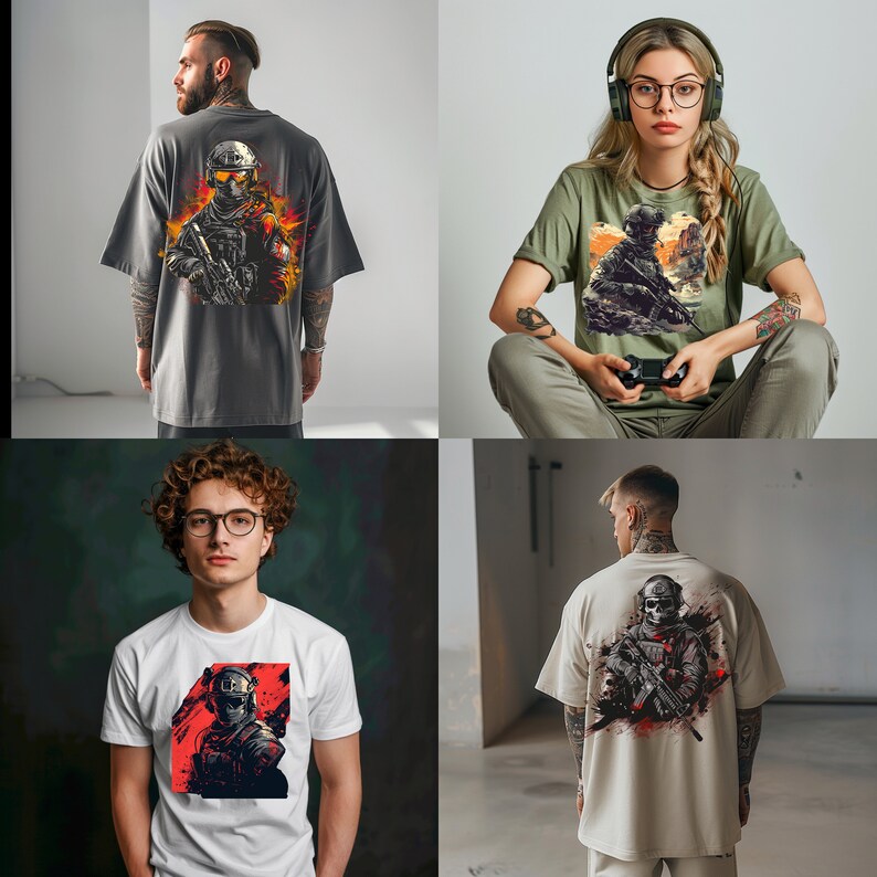 55 PNG Gaming Military Soldier Sublimination T-shirt Designs Instant ...