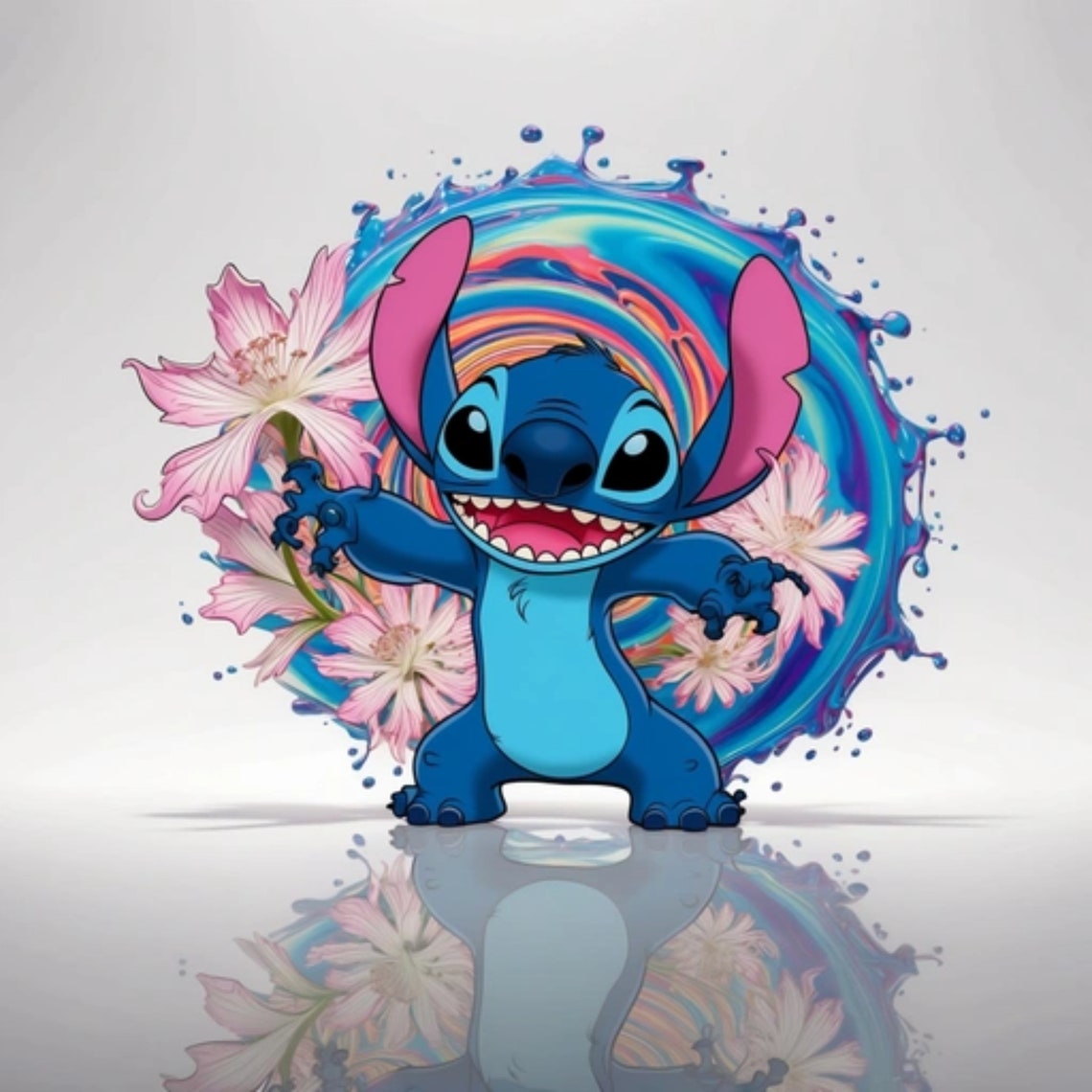 Stitch Watercolor Splash Digital Design Bundle 16 PNG Images 5000x5000 ...