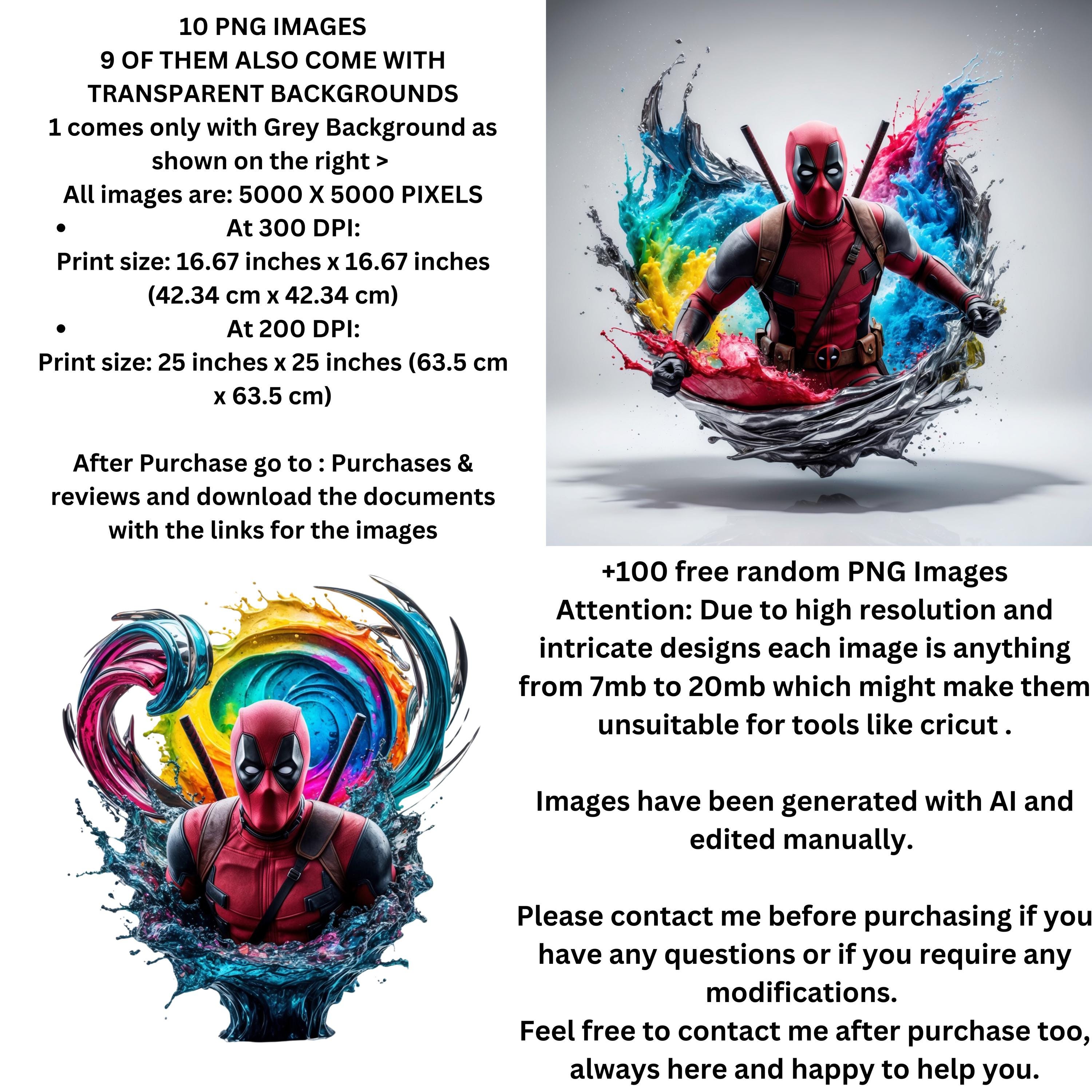 10 PNG Images Deadpool Watercolor Splash Digital Design Bundle PNG ...