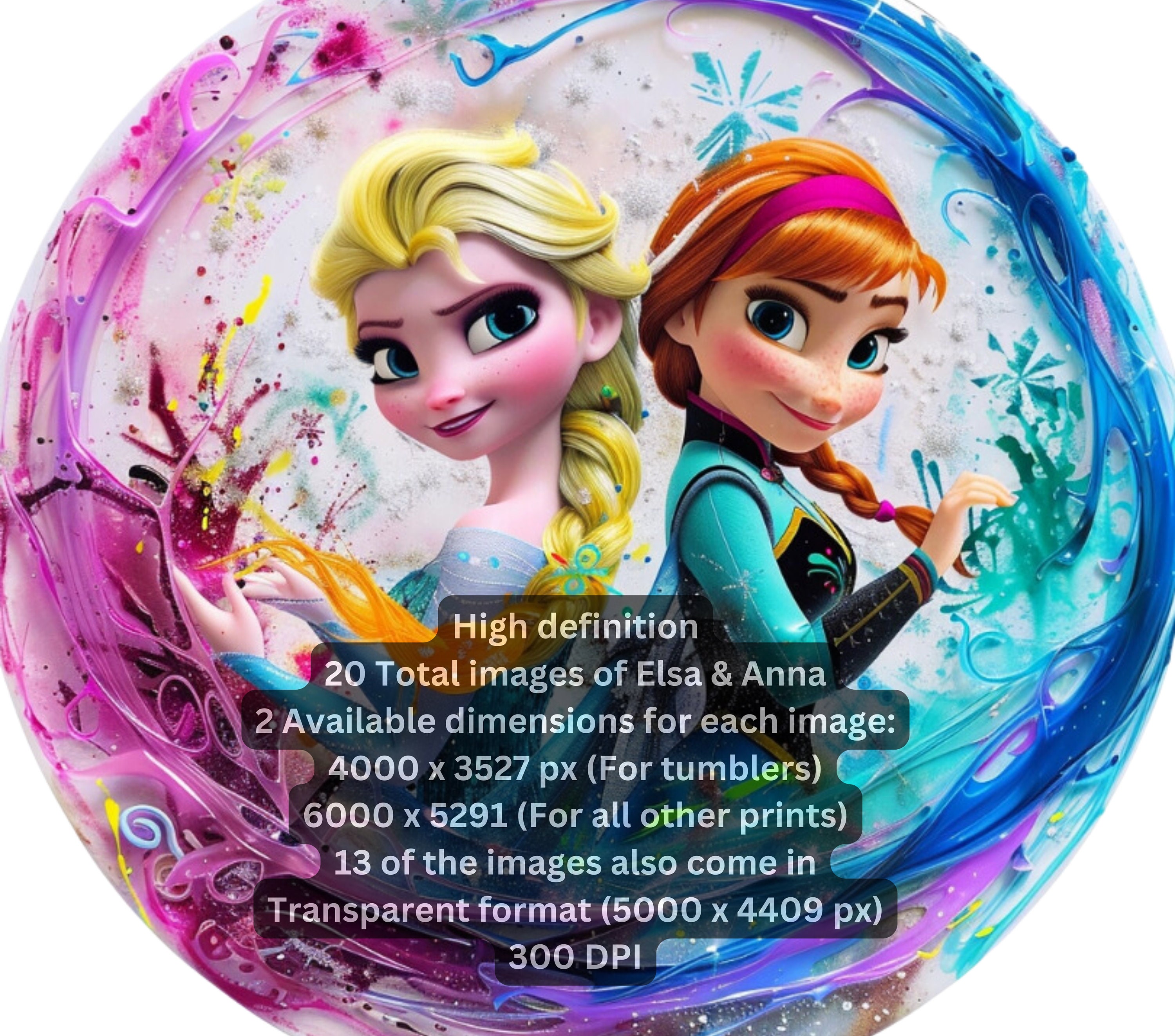 20 PNG Digital Design PNG File Splash Watercolor Elsa, Anna From Frozen ...