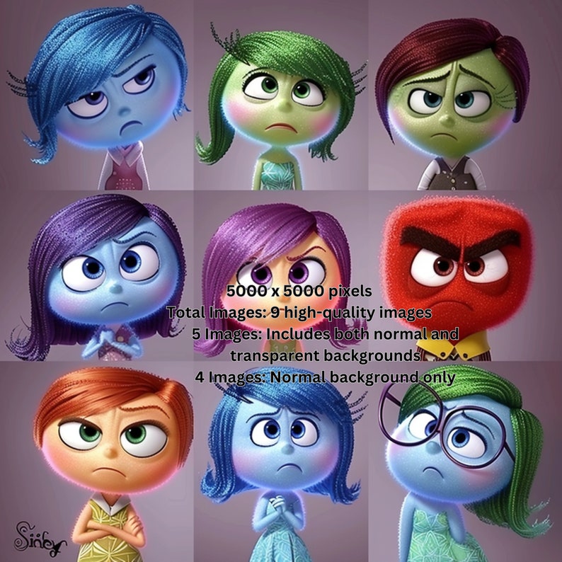 Inside Out-inspired Digital Art Bundle 5000 X 5000 Pixels 9 High ...