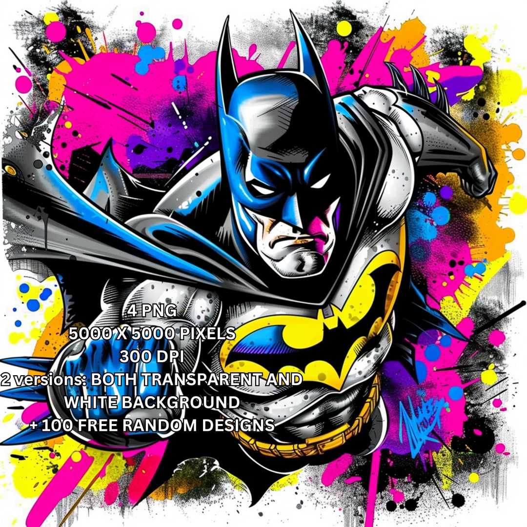 4 Batman Watercolor Splash Art Collection Sublimination T-shirt Designs ...