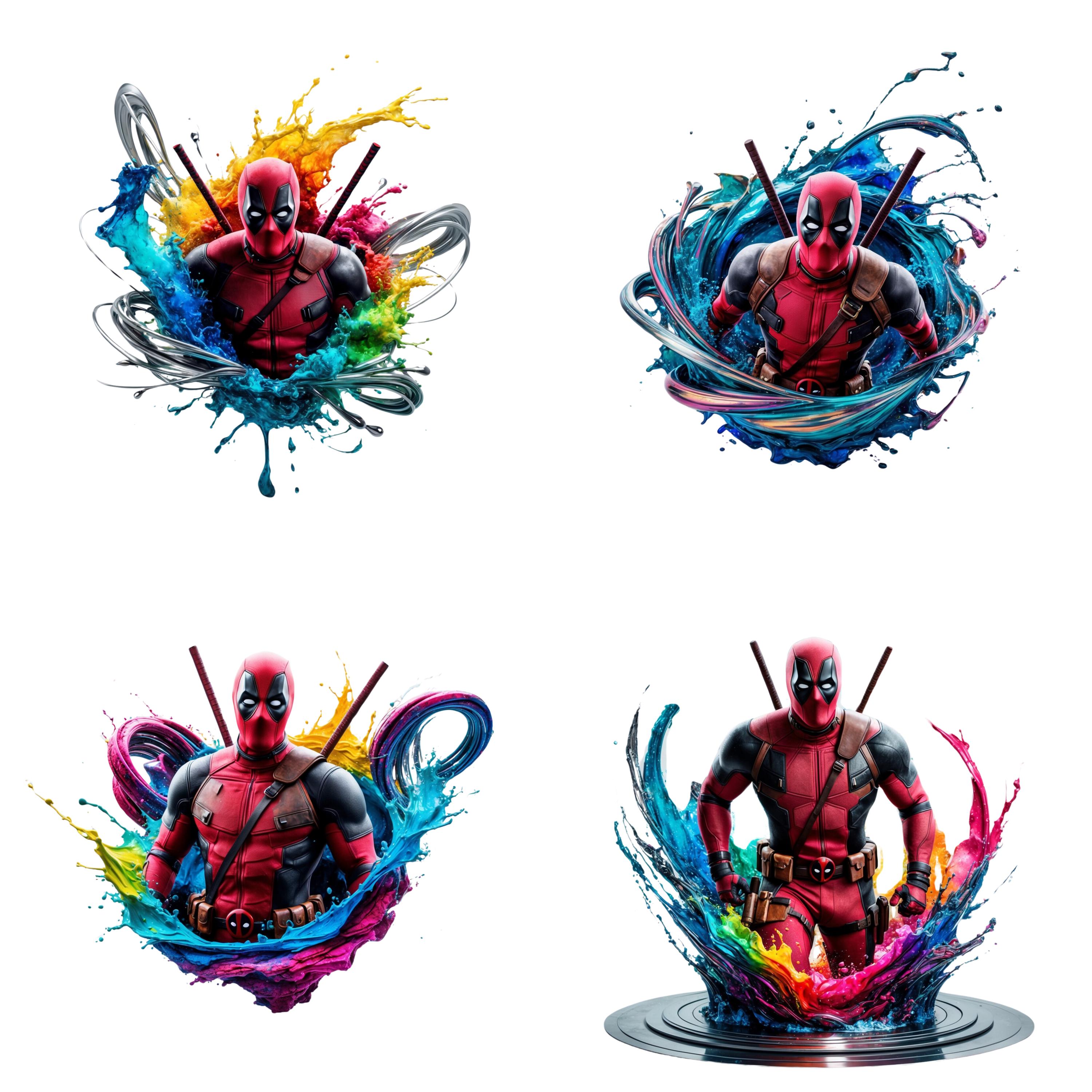 10 PNG Images Deadpool Watercolor Splash Digital Design Bundle PNG ...