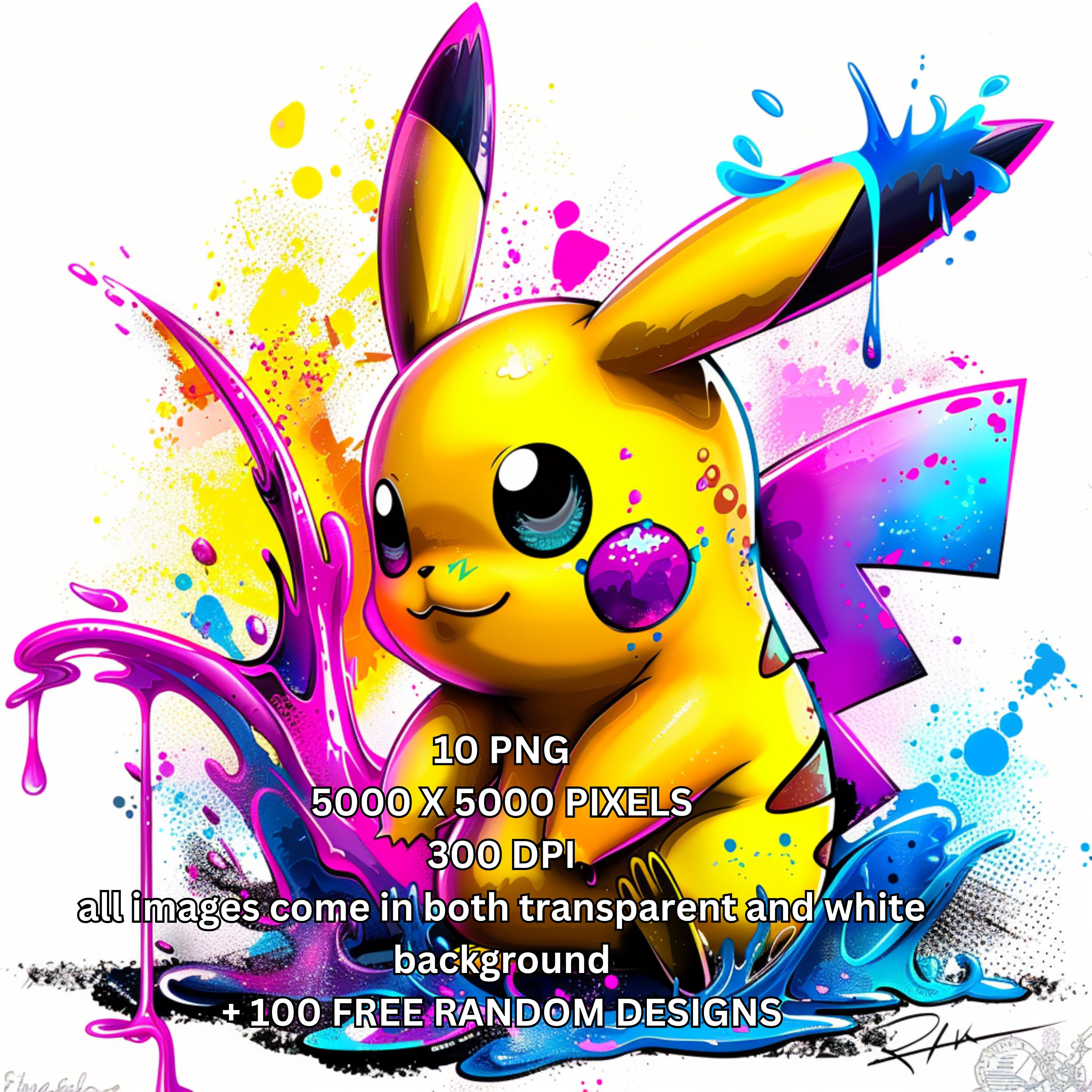 10 Pikachu Watercolor Splash PNG Pokémon Transparent PNG Pikachu 3D ...