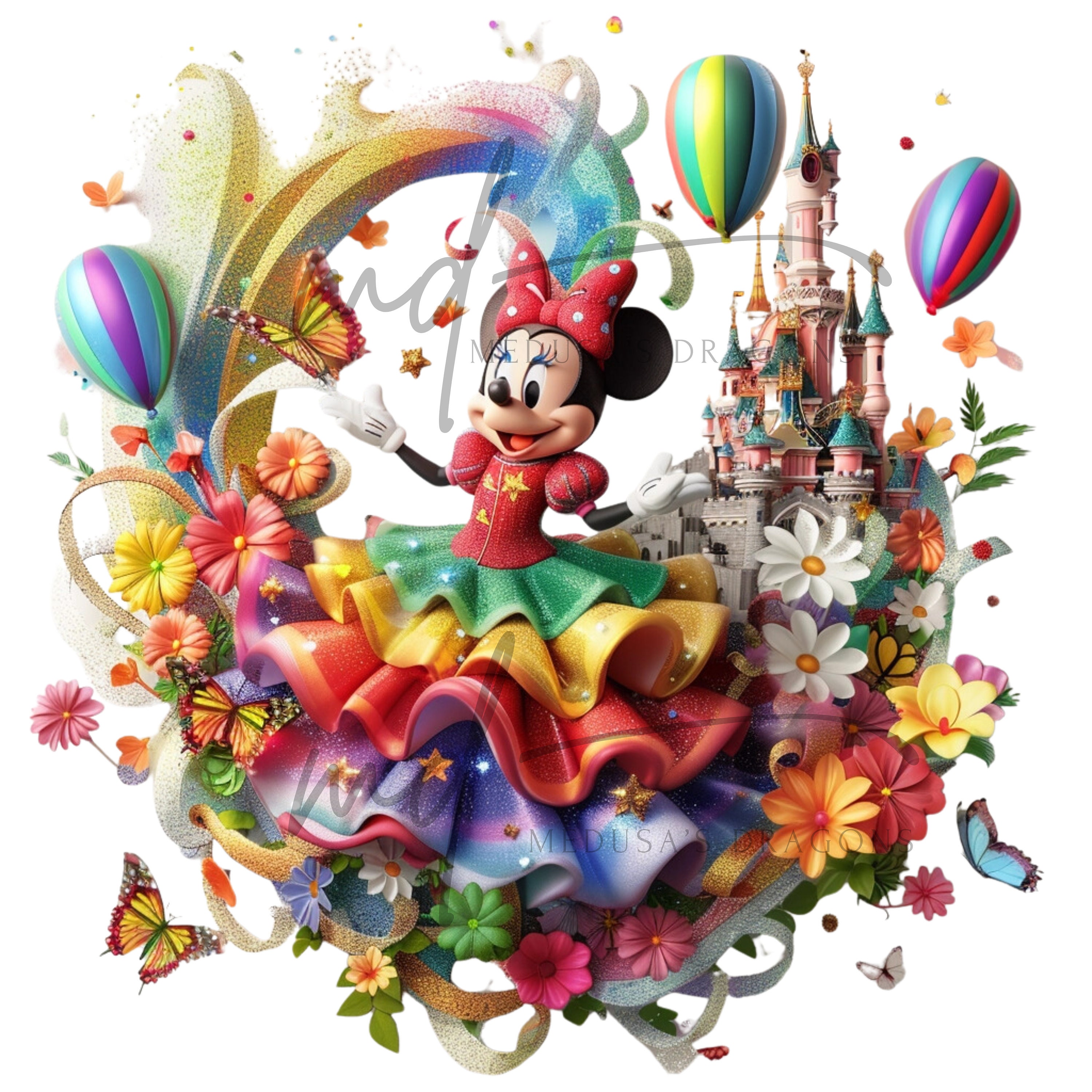 10 PNG Minnie Mouse Splash and Watercolor Digital Design PNG File for ...