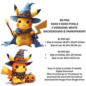 36 Halloween Pumpkin and Wizard Pikachu Clipart PNG 5k X 5k Pixels ...