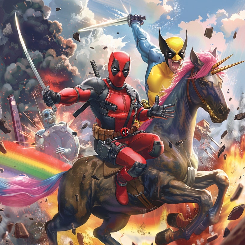 36 PNG Dynamic Deadpool and Wolverine Comic Art Prints Vibrant and ...