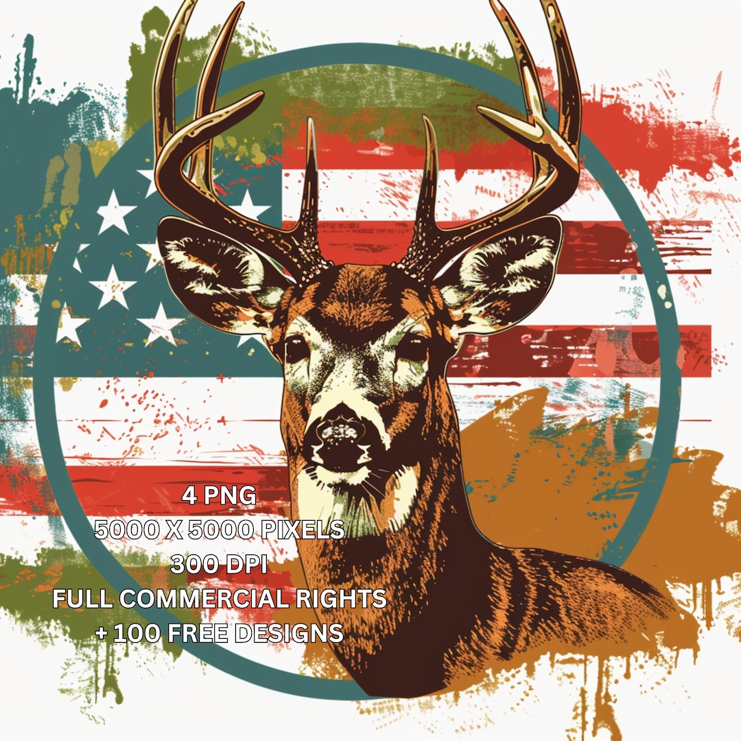 Patriotic Deer Vector Art 4 High-resolution PNG Designs 5000 X 5000 ...
