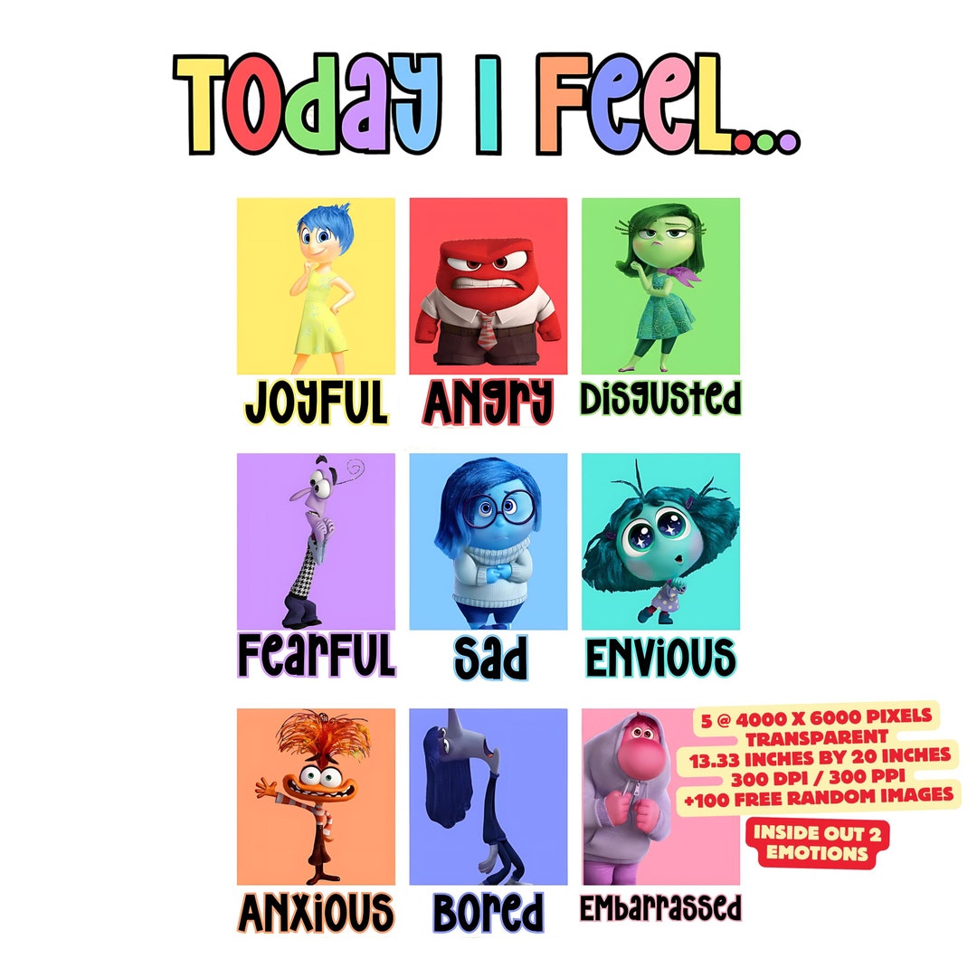 5 PNG Emotions Check in Today I Feel Emotions Printable Designs Digital ...