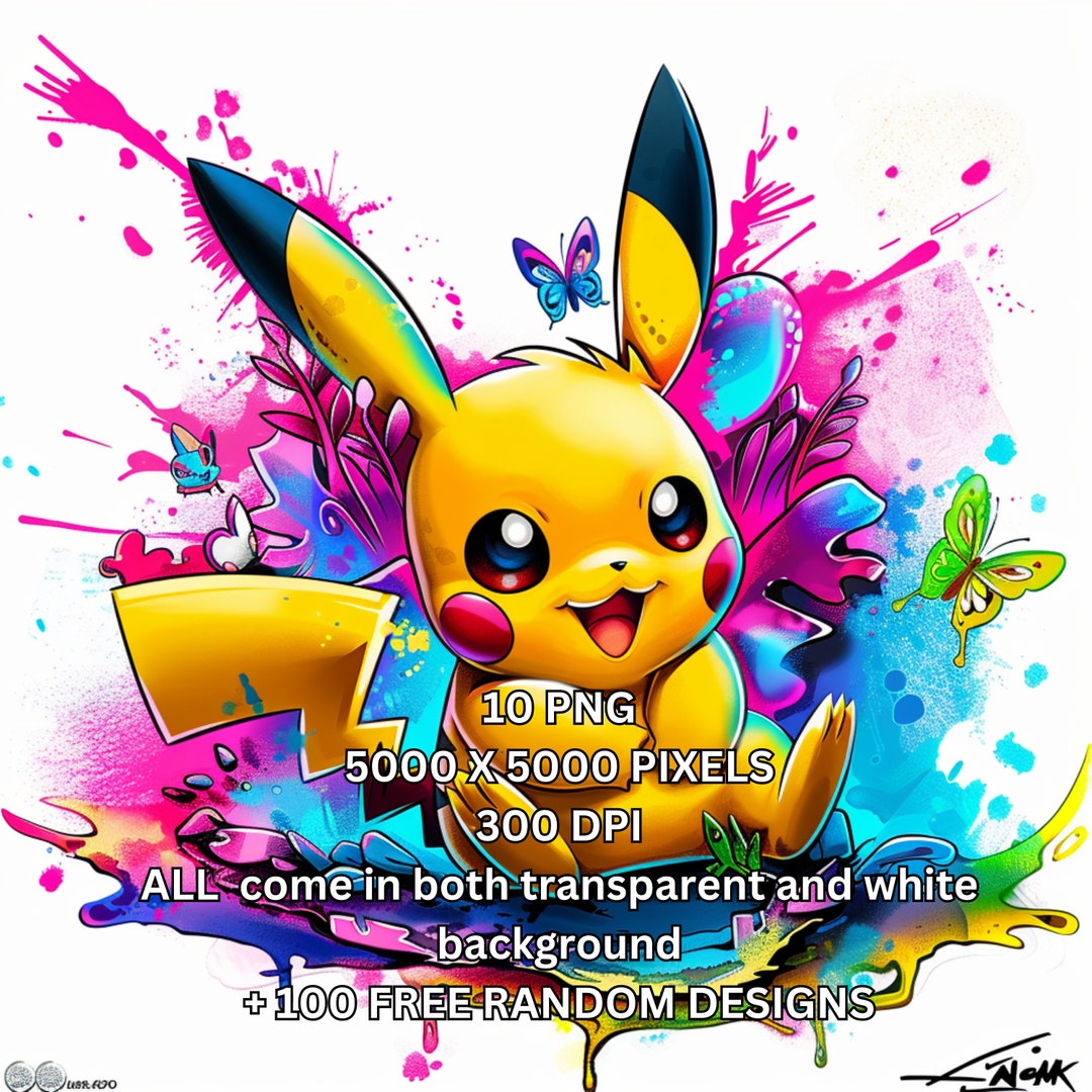 10 Pikachu Watercolor Splash PNG Pokémon Transparent PNG Pikachu 3D ...
