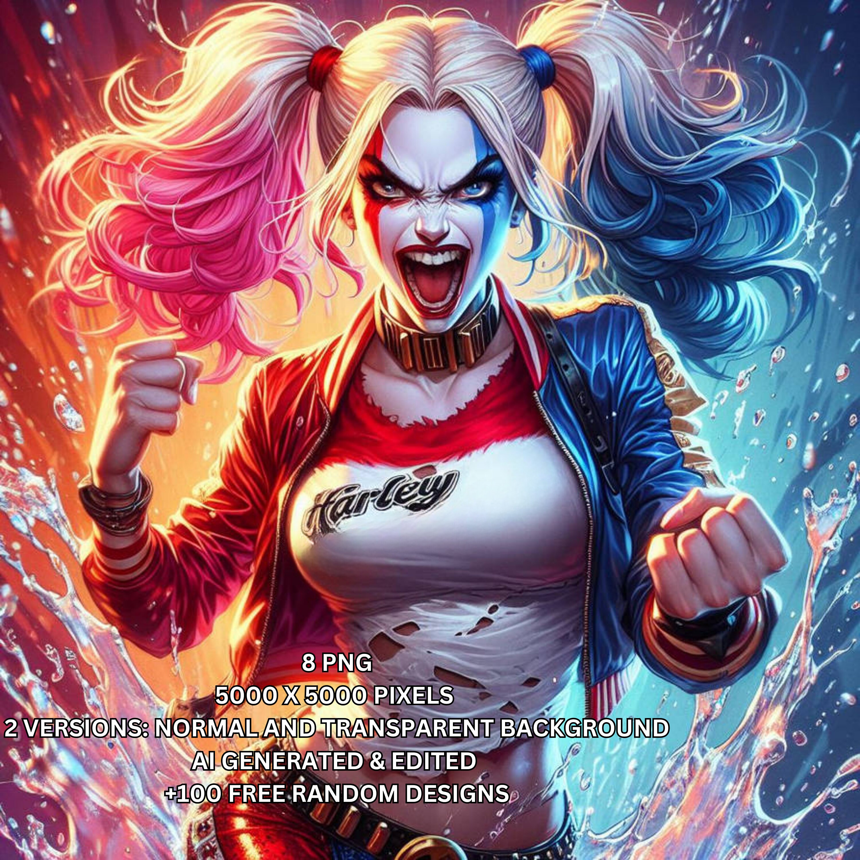 8 PNG Harley Quinn Digital Design Bundle 8 PNG Images 5000x5000 Pixels ...