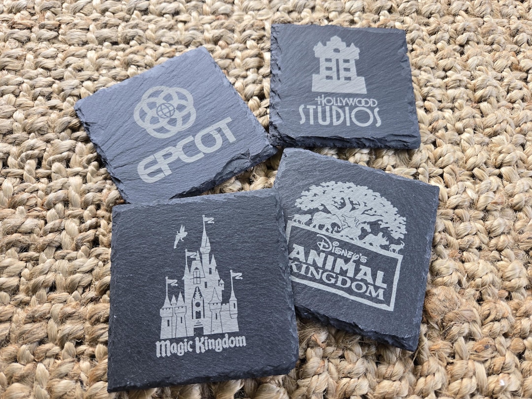 Disney World Engraved Coasters Set of 4 Stone Drink Coasters, House ...