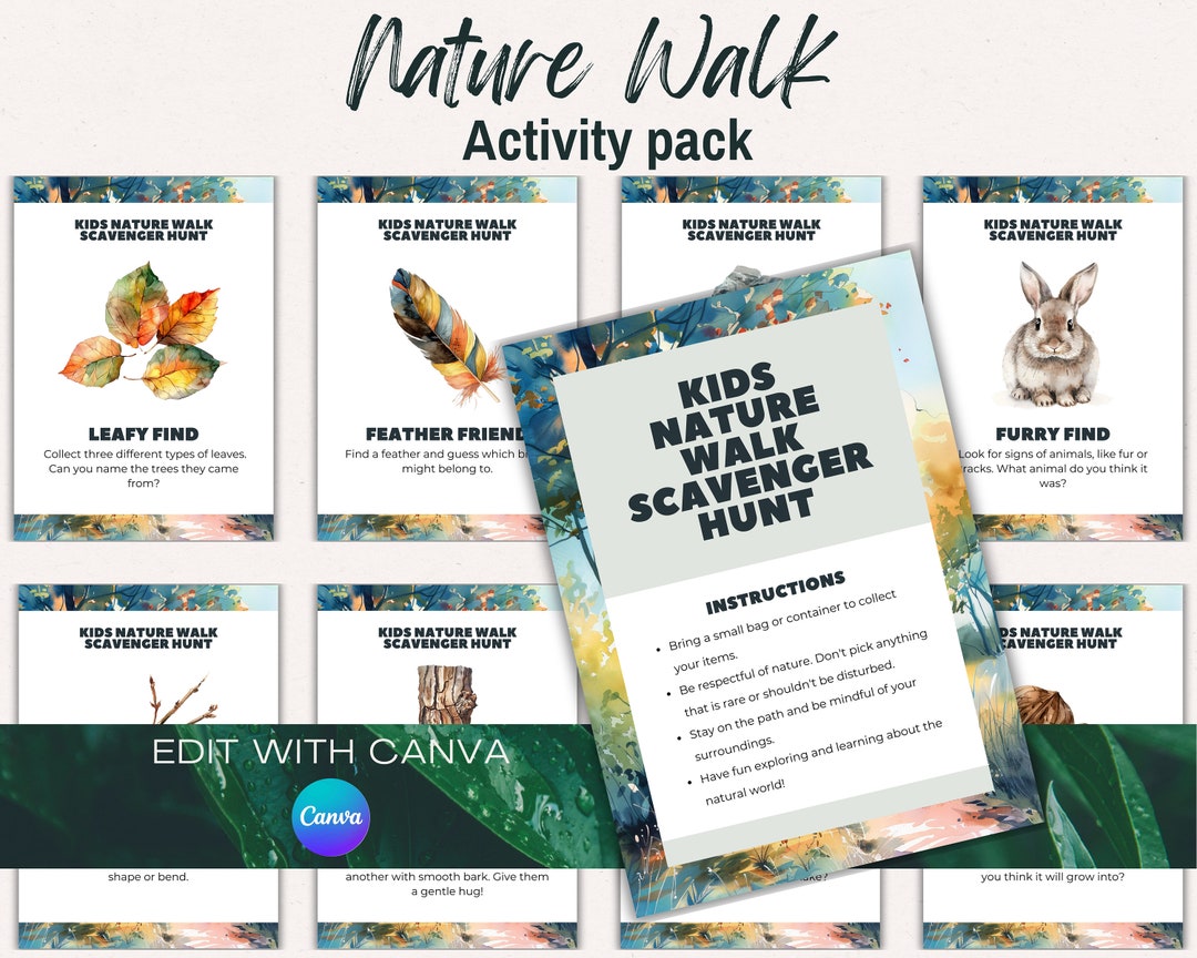Nature Walk Scavenger Hunt: Canva Template, 16 Pages - Etsy Canada