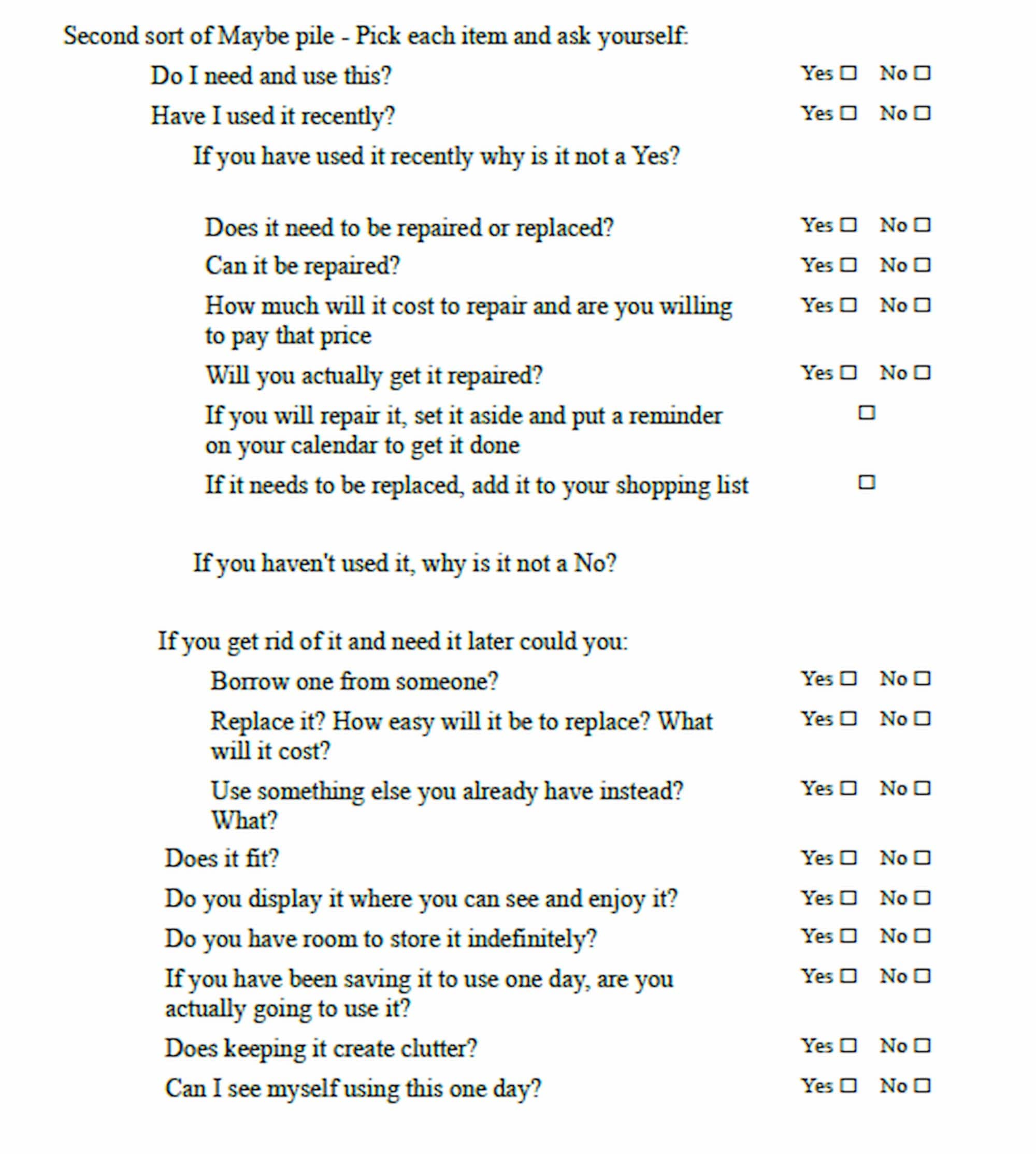 Declutter One Small Space Checklist PDF Instant Download Printable ...