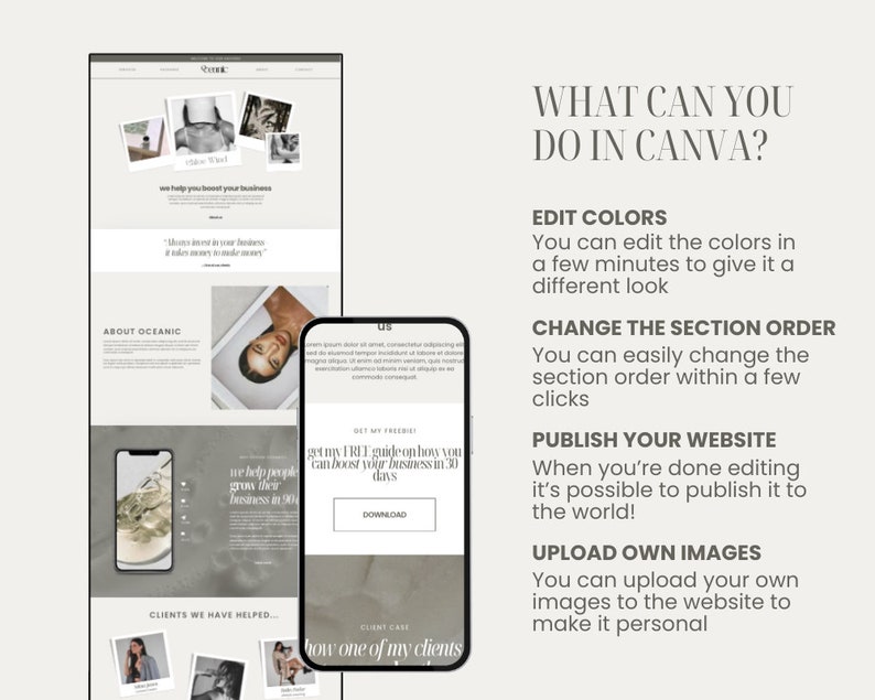 Aesthetic & Minimal Canva Website Template I Business Webpage and ...