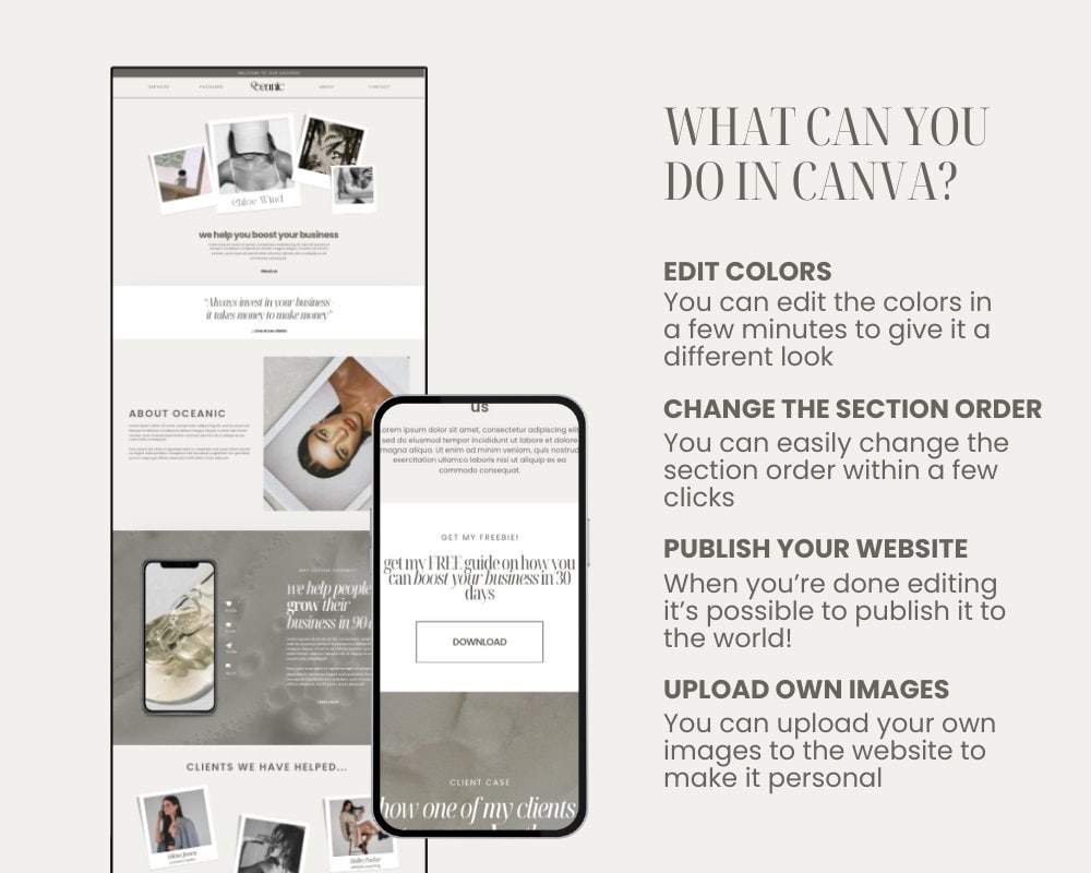 Aesthetic & Minimal Canva Website Template I Business Webpage and ...