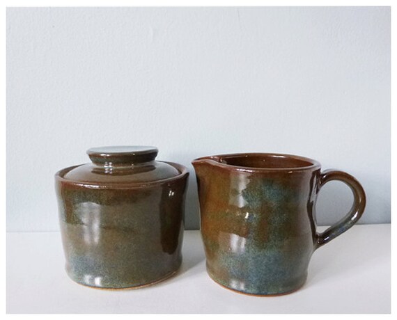Items similar to Rustic pottery cream and sugar set - ceramic creamer ...
