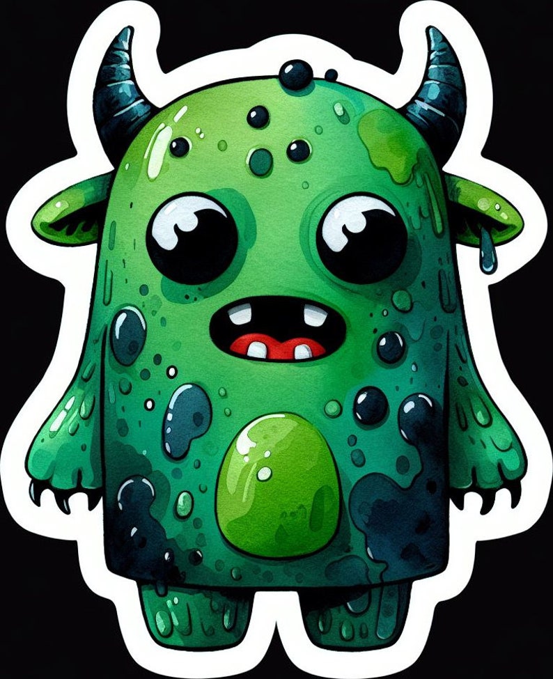 Green Monster Digital Art for Kids - Etsy