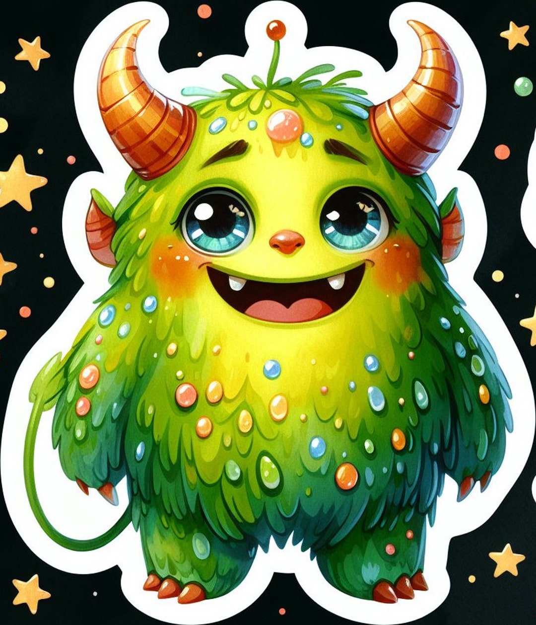 Green Monster Digital Art for Kids - Etsy