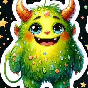 Green Monster Digital Art for Kids - Etsy