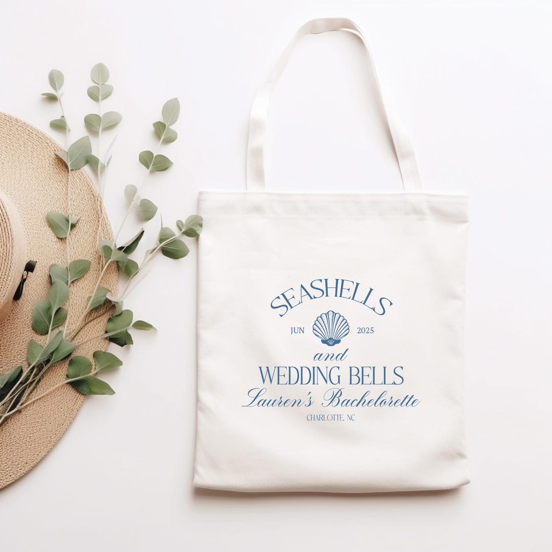 Seashells and Wedding Bells Customizable Bachelorette Party Tote Bag ...