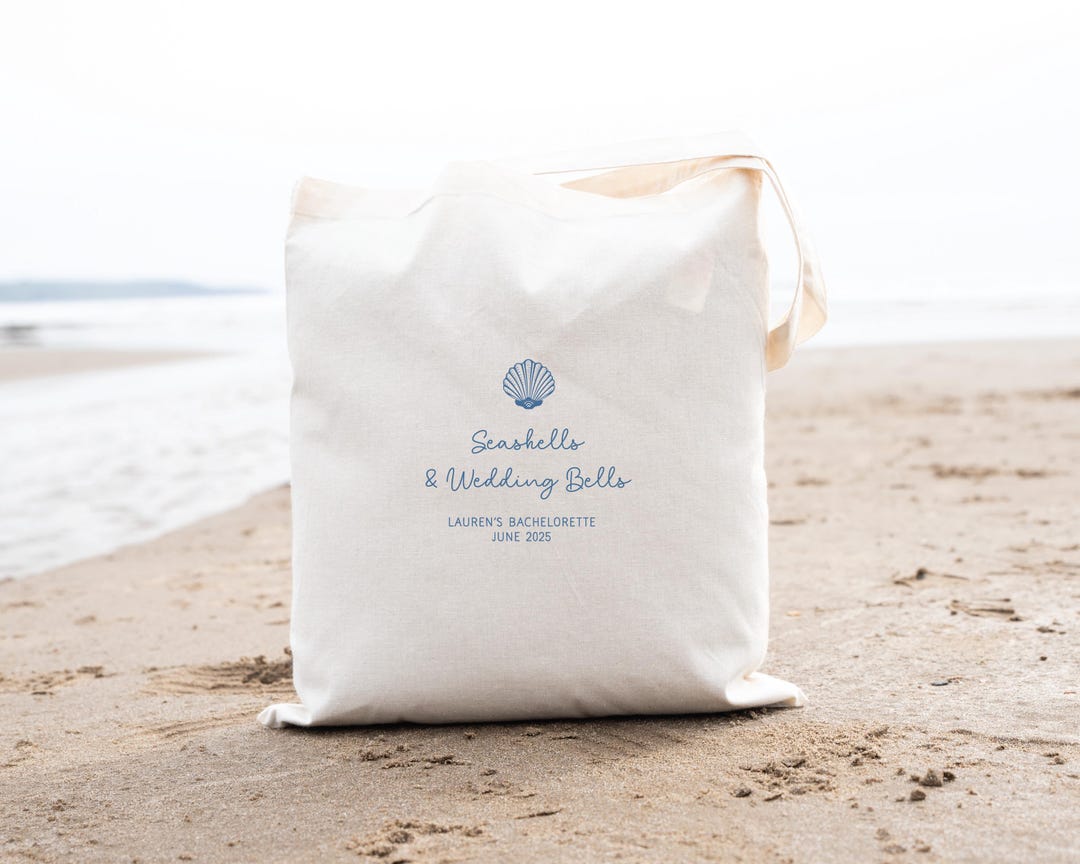Seashells and Wedding Bells Customizable Bachelorette Party Tote Bag ...