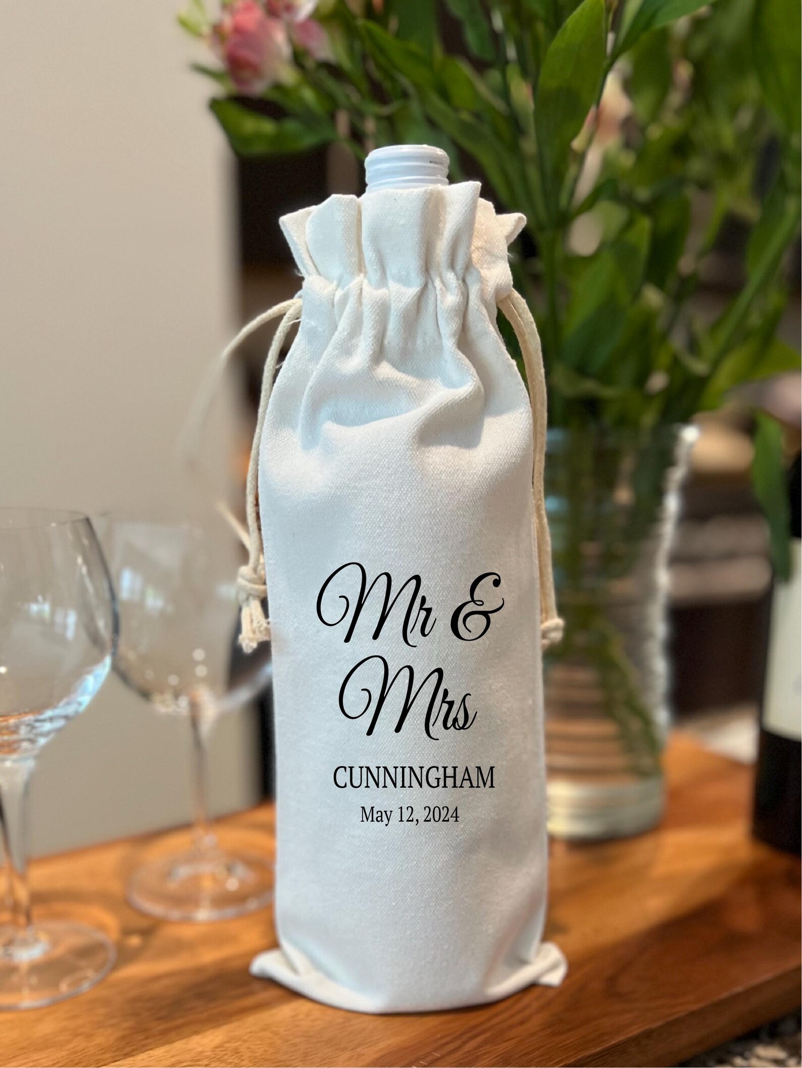 Customizable Wine Tote Bag, Wine Wedding Gift, Personalized Wine Gift ...