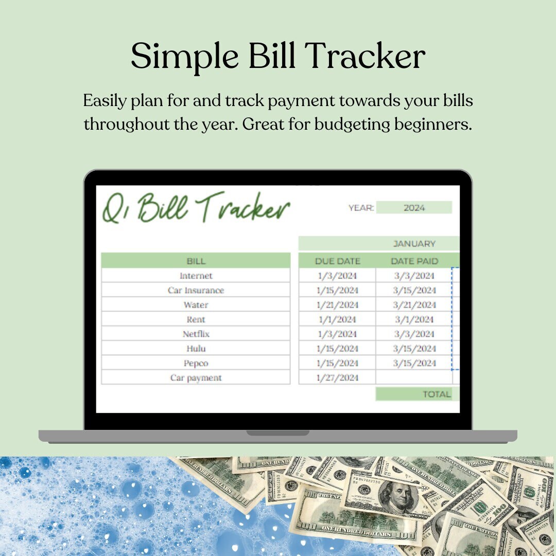 Easy Google Sheets Bill Tracker, Simple Bill Planning and Bill Tracking ...