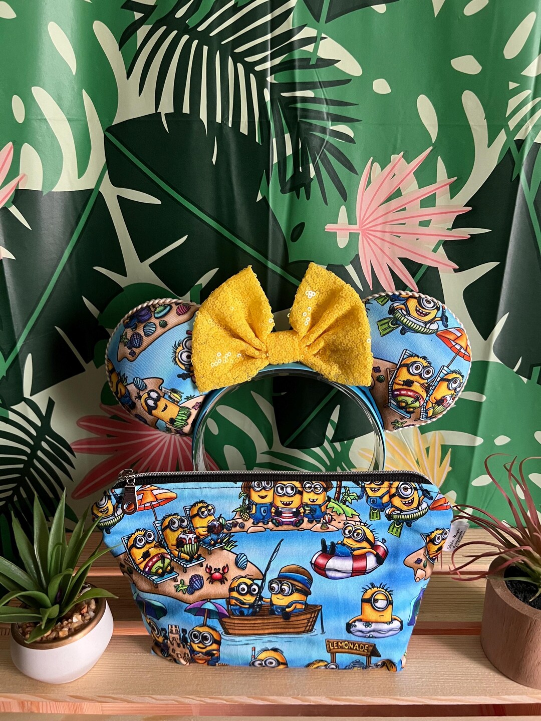 Summertime Minions Custom Fabric Mouse Ears and Makeup Bag. - Etsy