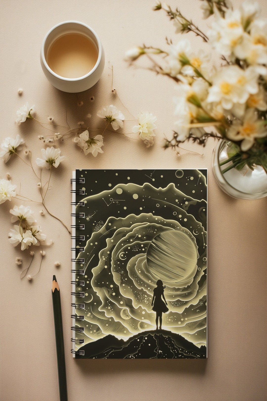 Spiral Notebook Journal Planets Sci-fi Woman Notebook Fantasy Diary ...